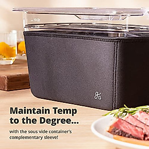 Greater Goods Pro Sous Vide Kit - An 1100 Watt, Powerful, Precise Sous Vide Cooker and Premium, Plastic Container with Sous Vide Rack, Lid, and Neoprene Sleeve | Designed in St. Louis
