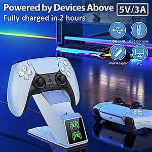 PS5 Controller Charger Charging Station, Dual PS5 Remote Charger Dock with Fast Charging AC Adapter 5V/3A for Playstation 5, OIVO Controller Charging Stand Replacement for DualSense Charging Station