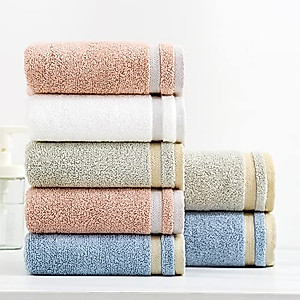 YiLUOMO Beige Hand Towel Set of 2 Cotton & Bamboo Terry Highly Absorbent Soft Hand Towel for Bathroom Home 13 x 29 Inch