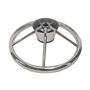 Pactrade Marine Destroyer 11" S.S Steering Wheel Control Knob Black Cap 5 Spoke