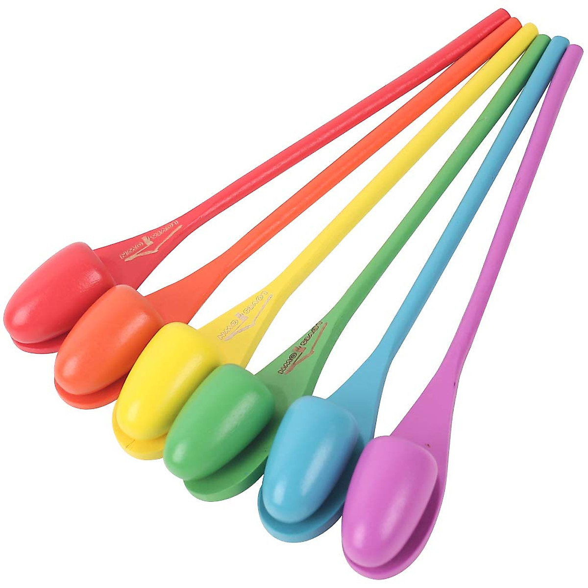 LovesTown 12 Pcs Egg Spoon Race Game Sets, Wooden Balance Relay Games for Kids Easter Eggs Hunt Outdoor Lawn