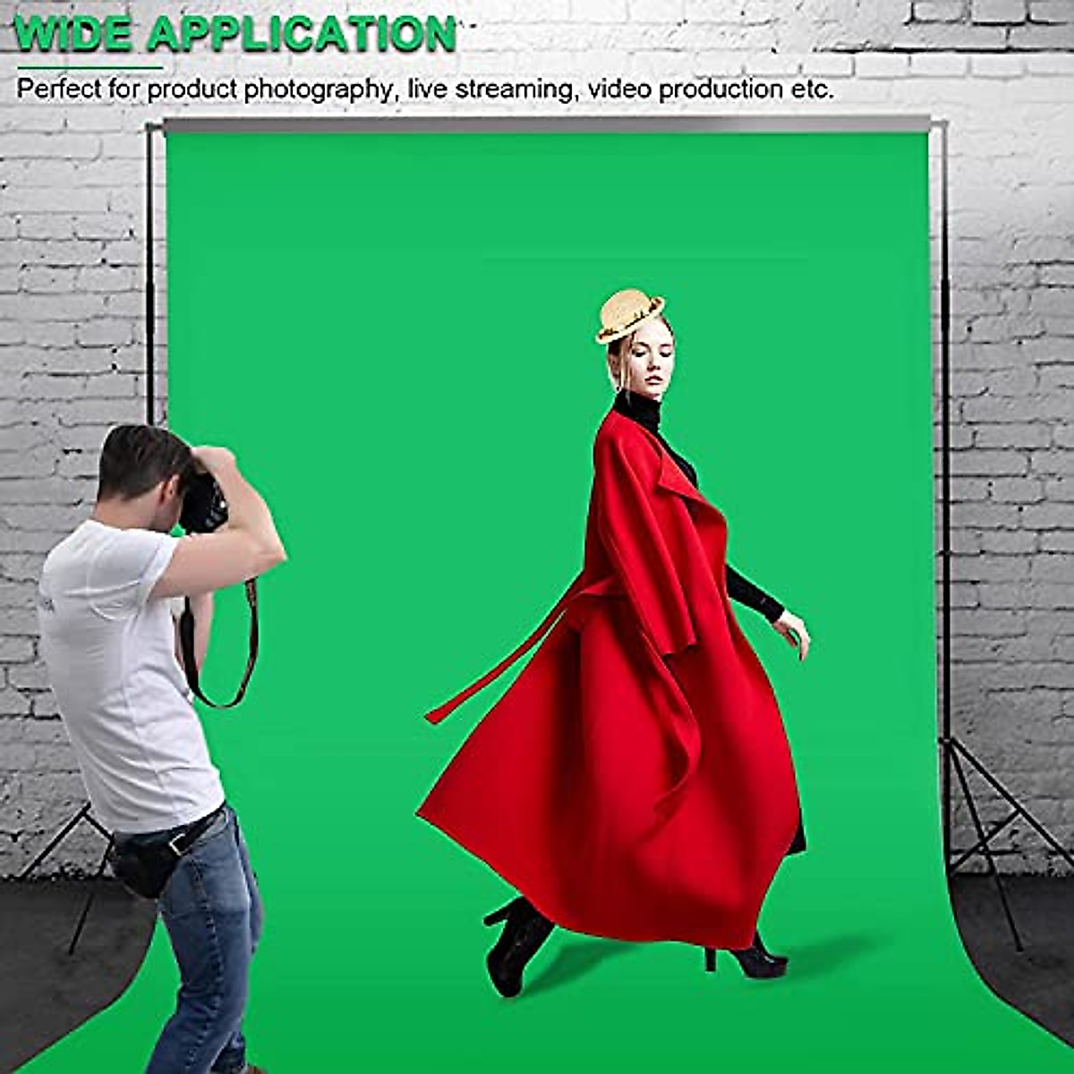 10 X 7 FT Green Screen Backdrop for Photography, Chromakey Virtual GreenScreen Background Sheet for Zoom Meeting, Cloth Fabric Curtain with 4 Clamps for YouTube Video Studio Calls Streaming Gaming VR