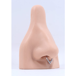 FANSING Surgical Steel Septum Jewelry 16g Septum Rings for Women Prong Set CZ Teardrop Septum Clicker Silver Septum Ring 16 Gauge 8mm Beaded Daith Piercing Jewelry Triangle Septum Ring