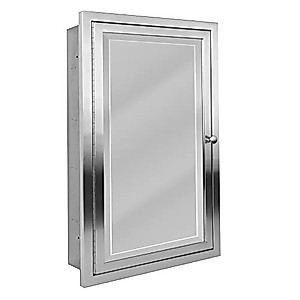 Head West Brushed Nickel Stainless Steel Recessed Medicine Cabinet Mirror - 16 x 26