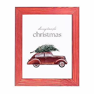 Rustic Wooden Picture Frame 11x14 Inch- 100% Natural Solid Eco Distressed Wood for Wall Mounting Photo Frame - Red