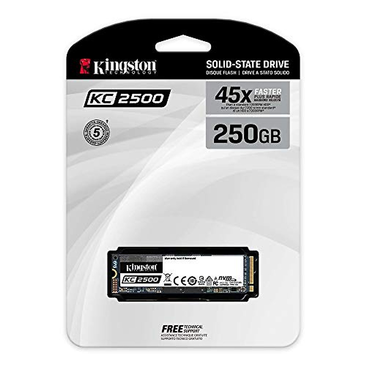 Kingston KC2500 250 GB Solid State Drive - M.2 2280 Internal - PCI Express NVMe (PCI Express NVMe 3.0 x4)