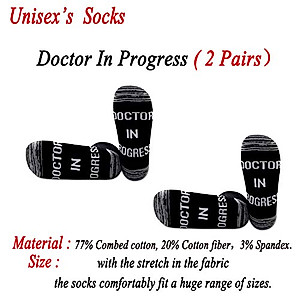 JXGZSO 2 Pairs Doctor Socks Doctor Appreciation Gift Doctor In Progress Socks Medical School Graduation Gift (Doctor In Progress)