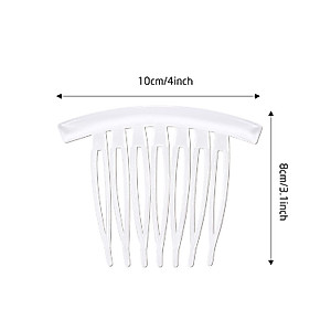 Lawie 20 Pack 4 Inch Clear White Plastic Hair Side Comb With Long Teeth Hairpins Grips Barrettes Clamps Bows for Women Bridal Wedding Veil Decorative Headpiece French Twist Updo Bun Accessories