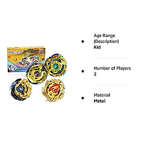 Ingooood Metal Master Fusion Gyro Toys for Kids, 4X High Performance Tops Attack Set with Launcher and Grip Starter Set and Arena