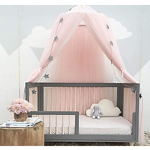 Modern Nursery Kids Bed Canopy - Baby Crib Bed Mosquito net reading Nook - princess house castle bed hanging sheer Canopy 10 layers (PINK)