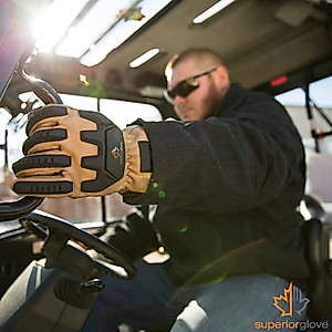 Superior Goatskin Leather Work Gloves - Anti-Impact Backing Hand Protection – Endura Safety Gloves Oil and Water Resistant 378GKVSB (1 Pair) Size Large