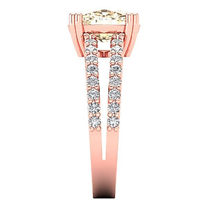 Clara Pucci 3.50 ct Cushion Cut Solitaire Genuine Natural Brown Morganite Engagement Promise Anniversary Bridal Ring 18K Rose Gold 6