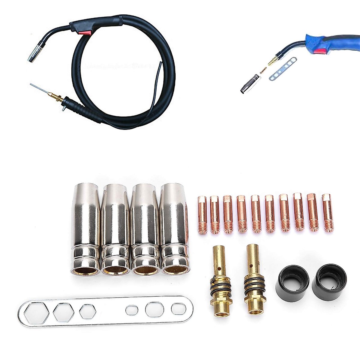 MIG Torch Gun Welding Accessory Kit Tip-Nozzle-Diffuser-Adapter Fit for Binzel 15AK MIG Welder MIG Welder Diffuse