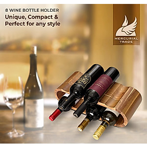 Mercurial Trade Wine Rack Free Standing 8 Bottle Acacia Wine Racks Countertop Cabinet Wine Holder Stand Wine Storage Shelf for Kitchen, Bar, Pantry