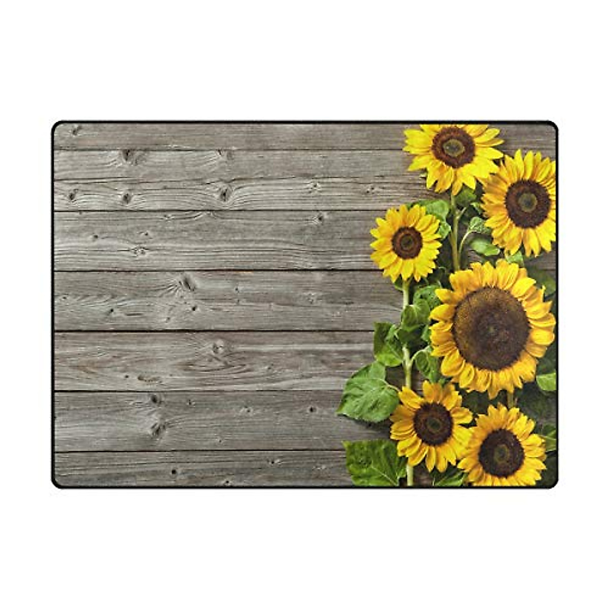 ALAZA Beautiful Sunflower on Wooden Area Rug Rugs for Living Room Bedroom 5'3"x4'