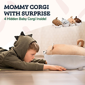 Snug A Babies Corgi Stuffed Animals with Babies Inside - 14 inch Mommy and 4 Baby Puppies Plush for Imaginative Play - Soft Cuddly Companion for Kids - Stuffed Animals for Girls Ages 3 to 8 Years
