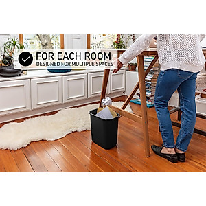Trash Can/Open Top 7-Gallon Recycle Bins for Kitchen-Garbage,Dorm Trash Can Bins Fits Under Desk and Small Narrow Spaces in Kitchen Home Office and Dorm Easy to Clean Black (6 L)