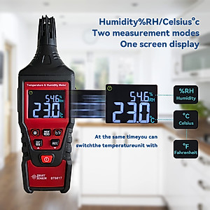Lunarlipes ST6817 Thermometer Hygrometer, Digital Temperature Humidity Meter, Handheld Thermometer Hygrometer with Ambient, Dew Point, Wet Bulb for Outdoor and Indoor, Max/Min Hold, LCD Backlight