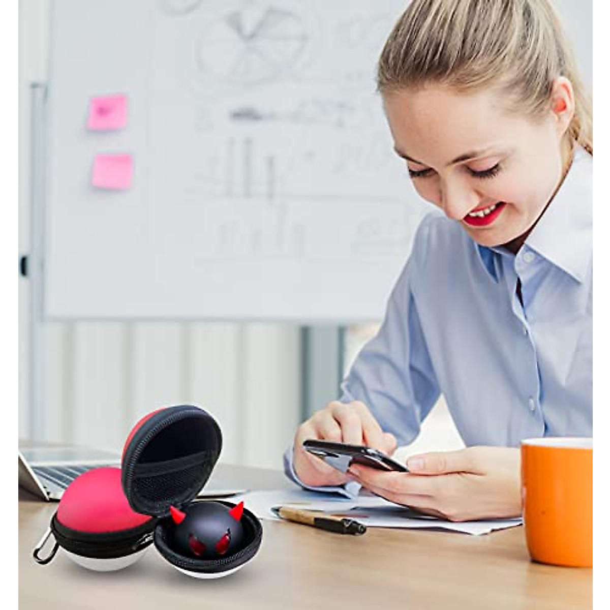 Instiwitt Controller Portable Cover Kids Wireless Earbud Case Portable Protection EVA Travel Carrying Case Travel Storage Bag with Keychain Belt Clip, red black, M