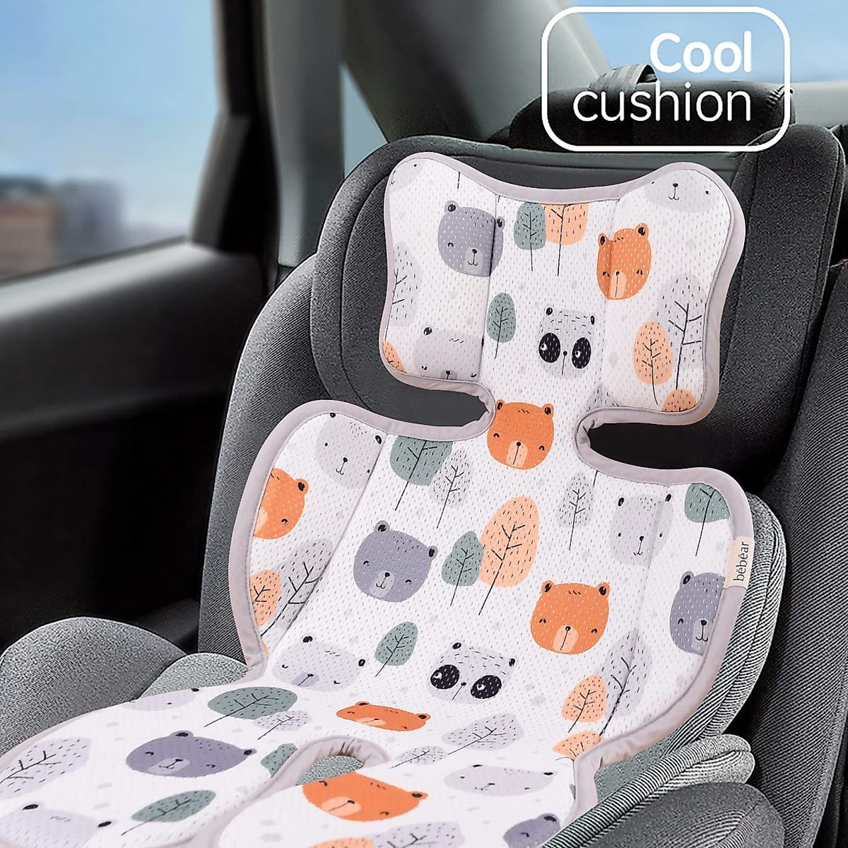 Bebamour Baby Stroller Liner Seat Pad Mat with Breathable 3D Mesh Stroller Liner Insert Car Seat Liner Cover (White Forest)