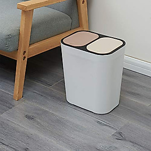 Cabilock Dual Compartment Trash Can with Lid Removable Recycle Bin Classified Garbage Container Waste Can Dustbin Rubbish Box for Kitchen Home Office Business Random Color