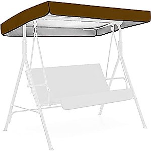 2023 New Swing Canopy Replacement Waterproof Top Cover for Patio Swing Garden Swing Outdoor, 75.20x47.24 in Swing Chair Cover Patio Swing Canopy Replacement Cover (Brown)