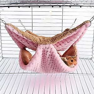 Small Animals Hanging Hammock Soft Hamster Hammock Winter Warm Hanging Bed Cage Accessories for Rat Chinchilla Parrot Ferret Squirrel Grey S