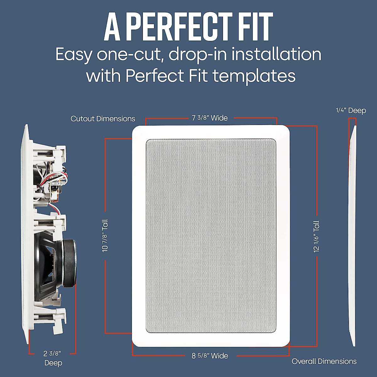 Polk Audio RC65i 2-way Premium in-Wall 6.5" Speakers, Pair of 2 Perfect for Damp and Humid Indoor/Outdoor Placement - Bath, Kitchen, Covered Porches (White, Paintable-Grille)