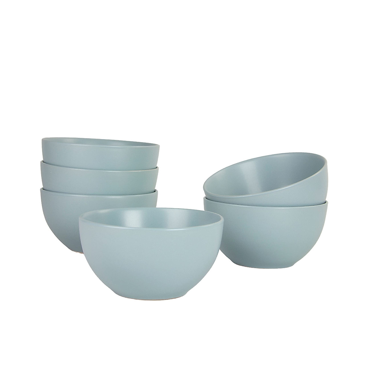 10 Strawberry Street Wazee Matte 5.5"/16oz Cereal Bowl, Set of 6, Mineral Blue