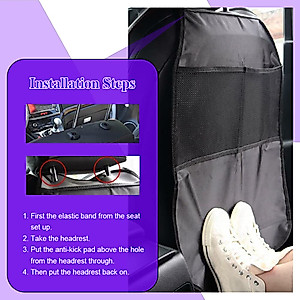 Jsorum seat back organizer, Back Seat Protector with Organizer, Kick Mats Back Seat Protector, Vehicle Back Seat Kids Safety Accessories Fit for Most Cars, SUV, Truck, Minivan Seats