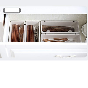 AIYoo Large Flatware Tray with Lid,Kitchen Cutlery and Utensil Drawer Organizer, Silverware Countertop Storage Container with Cover and Drainer,Camper Picnic Cutlery Holder,Plastic White