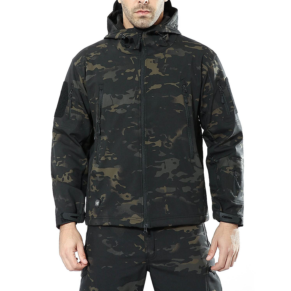 KQTFT Men's Tactical Jacket Softshell, US Medium, CN Large, Night Camo