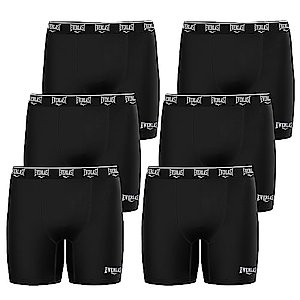 Everlast Performance Boxer Briefs for Men Pack of 6 - Breathable Tagless Mens Boxer Briefs, Moisture Wicking Mens Underwear (Small, Black)