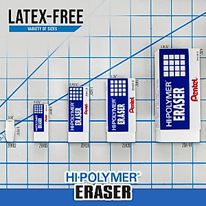 Pentel Hi-Polymer Block Eraser, Large, White, Pack of 10 ZEH-10 Erasers (ZEH10PC10)