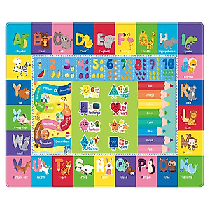 Kids Play Rug for Baby Play Mat for Floor, 78.7 x 59 Inches Kids Rugs for Playroom, Playtime Collection ABC, Numbers, Animals, Month, Season Educational Area Rug for Kids Room Classroom