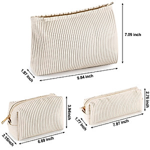 Talltalk 3 Pcs Cosmetic Makeup Bag for Women Portable Travel Toiletry Cosmetic Pouch Cute Bag Accessories Brushes Storage Organizer for Daily Use, 3 Sizes(Pu Leather,Elegant)