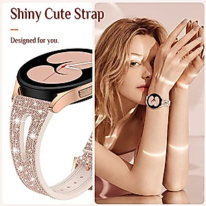 Goton Bling Silicone Band for Samsung Galaxy Watch 6 Band 40mm 44mm/Galaxy Watch 6 Classic Band 43mm 47mm/Galaxy Watch 5 & 4 Band 40mm 44mm, 20mm Women Glitter Wristband Accessories