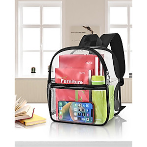 Paxiland Clear Backpack Stadium Approved 12×12×6, Clear Backpack Heavy Duty with Wider Shoulder Straps, Clear Mini Backpack for Concert Sport Events Work Travel School