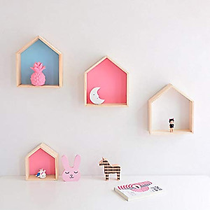 Sweet FanMuLin 2PCS Lovely Wooden House-Shaped Wall Storage Shelf Kid's Room Decoration (White)