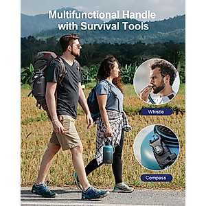 INSPI Insulated Water Bottle with Paracord Handle 64oz,Indigo Black