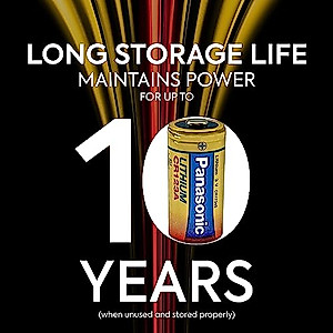 Panasonic CR123A 3V Long Lasting Lithium Batteries for Tactical Flashlights, Home Security Systems, Cameras, Lighting Equipment and Other Devices, 2-Battery Pack