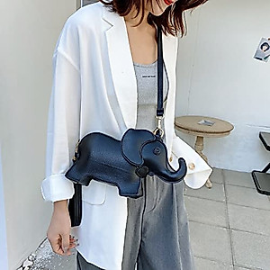 Rejolly Elephant Shaped Crossbody Bag for Women Shoulder Handbag PU Leather Wristlet Clutch Purse Cute Funny Animal Small Bag Black