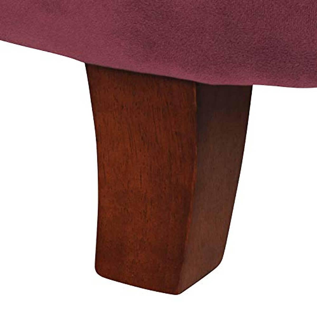 Homepop Home Decor | Upholstered Round Velvet Tufted Foot Rest Ottoman | Ottoman with Storage for Living Room & Bedroom | Decorative Home Furniture, Burgundy Small