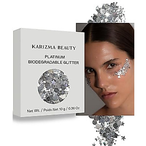 Platinum Biodegradable Chunky Glitter // Karizma Beauty Silver Bio Glitter Eco Glitter Face Glitter Festival Chunky 10g