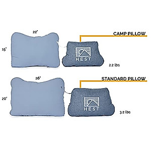 HEST Dually Wide and Standard Pillow Bundle - Standard Pillow, Packable Travel Pillow, 20" L x 26" W - Dually Wide Mattress, Sleeps Two, 72" L x 60" W