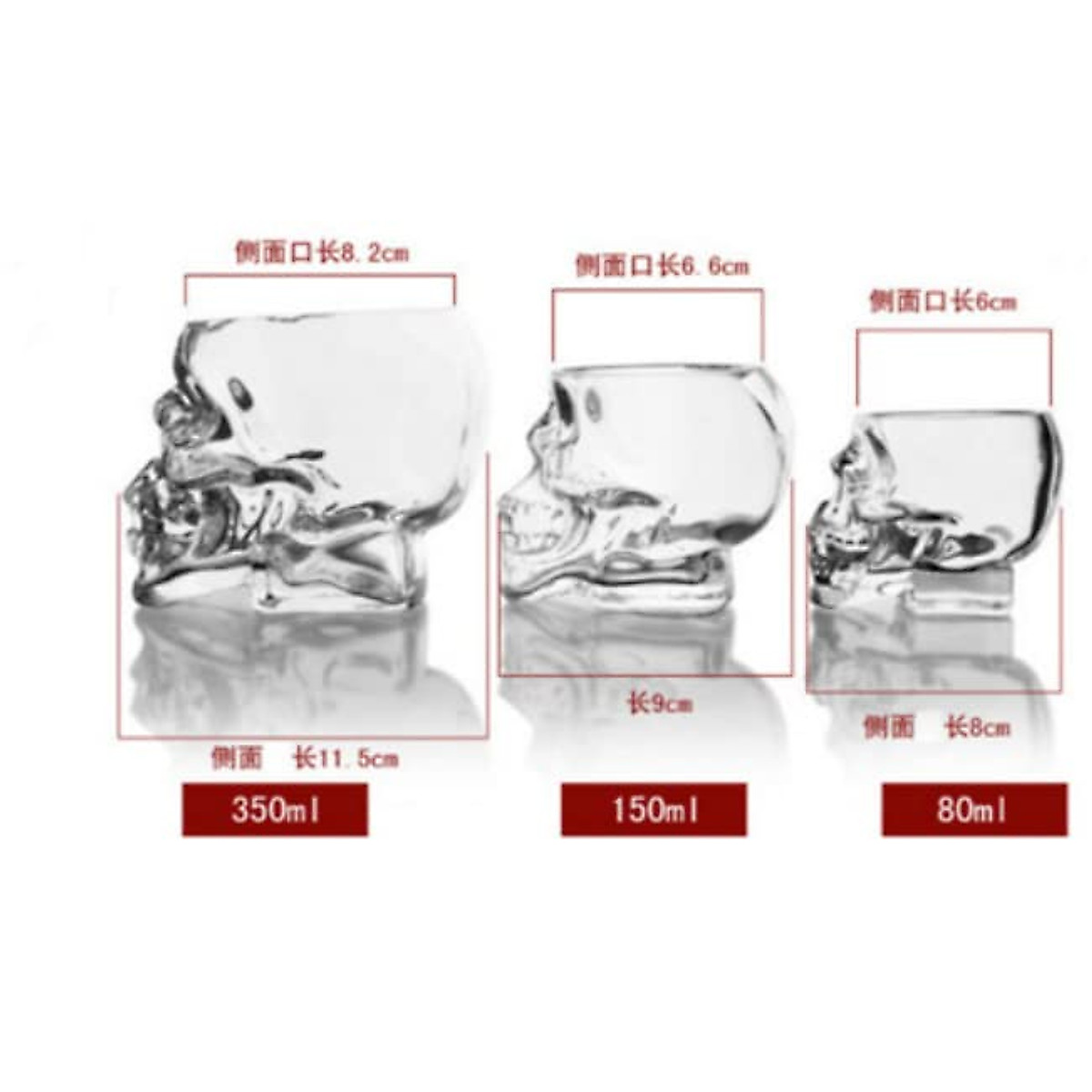 HOAZIACEHN Skull Shot Glasses 2PCS, Crystal Skeleton Cup Halloween Drinkware Supplies, Skull Shaped Clear Glass Cup For Halloween Party Bar (80ml)