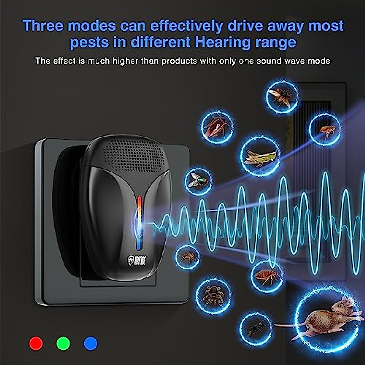 2024 Upgraded Version Ultrasonic repeller & insect Repeller, Ultrasonic Repellent for Roach, Rodent, Mouse, Bugs, Mosquito, Mice, Spider, Ant,3 Mode Switching,6 Packs