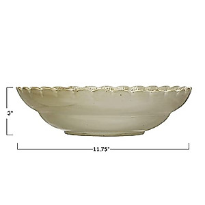 Creative Co-Op Stoneware Scalloped Edge, Ivory Bowl