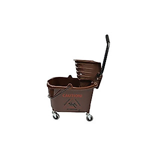 Janico Inc Mop Bucket Side Press Wringer Combo, 35 Quart 8.5 Gallon, Brown, 3 Inch Non Marking Metal Casters (35 Quart, Bronze)