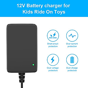 12V Battery Charger for Ride On Car Toys, 12 Volt Kids Universal Charger for Mercedes BMW i8 Electric Toy Car, Jeep, Lamborghini, Best Choice Products, 6.5FT, Indicator Light